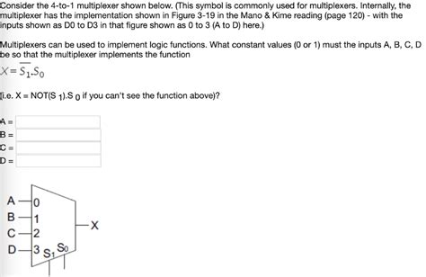 Solved Consider The 4 To 1 Multiplexer Shown Below This
