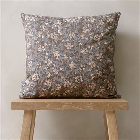Morris And Co Jasmine Greyblue Cushion The Cotswold Company