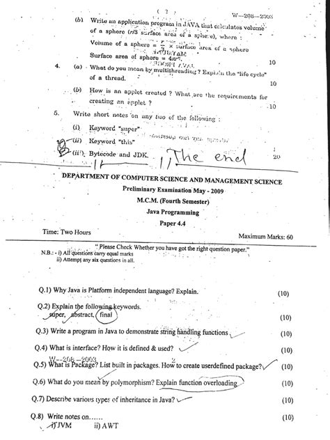 Java Programming Question Paper Aurangabad Mms Pdf Programming Languages Computing