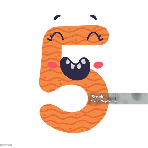 5 귀여운 재미있는 숫자 캐릭터 5 만화 유치한 밝은 오렌지 숫자 수학 기호 만화 벡터 일러스트레이션 0명에 대한 스톡 벡터 아트 및 기타 이미지 Istock