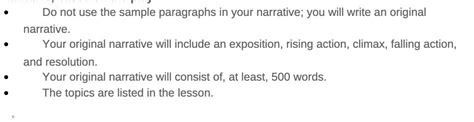 Solved Do Not Use The Sample Paragraphs In Your Narrative You Will