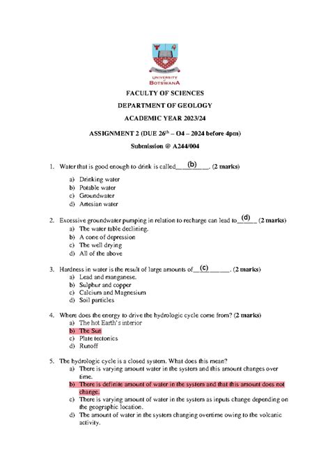 Gec 251 Assignment 2 2023 24 Solutions Pdf Faculty Of Sciences