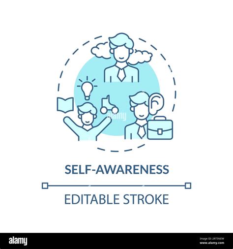 2D Customizable Thin Line Icon Self Awareness Concept Stock Vector