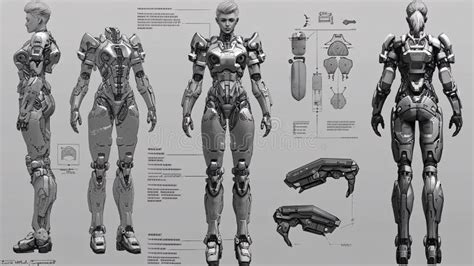 Character Sheet Of A Fighter In Futuristic Cyberpunk Style Stock Illustration Illustration Of