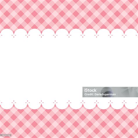빈 템플릿 레이아웃 분홍색 체크 무늬 배경에 흰색 레이스 스트라이프 벡터 평면 일러스트 0명에 대한 스톡 벡터 아트 및 기타