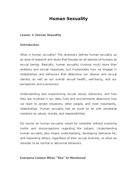Human Sexuality Course Pdf Human Sexual Activity Intimate