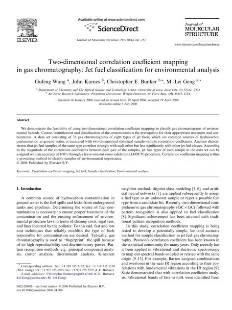 Pdf Two Dimensional Correlation Coefficient Mapping In Gas