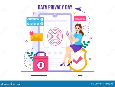 Data Privacy Day Vector Illustration On January 28 With Lock On The