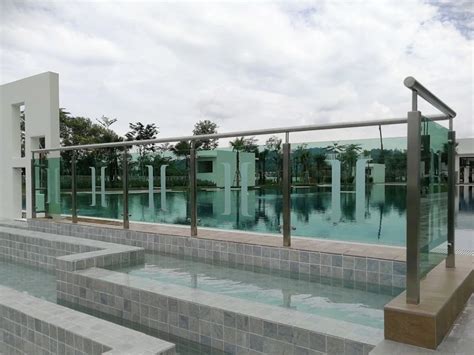 Stainless Steel Glass Railing With Sand Blast Graphic Selangor Seri