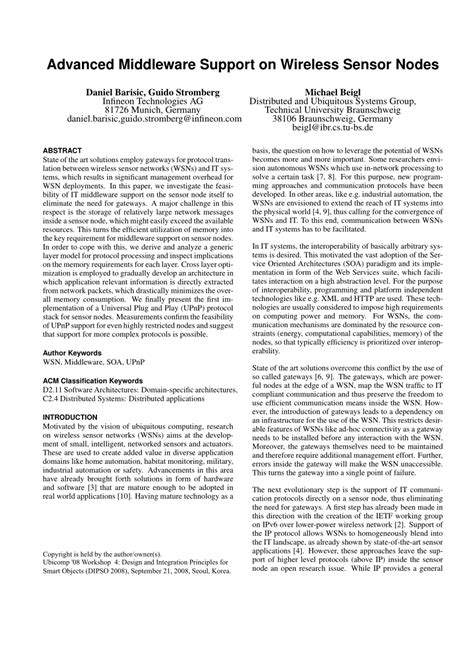 Pdf Advanced Middleware Support On Wireless Sensor Nodes
