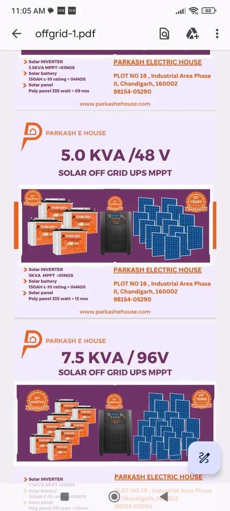 Kv Solar Power Plant Off Grid At Kw Off Grid Solar Power Plant In Chandigarh ID