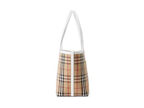 Burberry Vintage Check Pattern Tote Bagbrown Calf Leather Leather