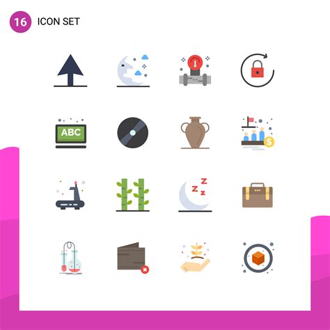 Set Of 16 Modern Ui Icons Symbols Signs For Film School Water Online Abc Editable Pack Of