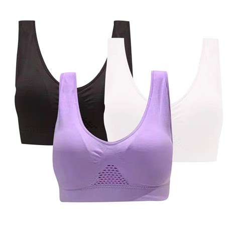 Aoochasliy 3 Pack Womens Sports Bras With Wide Strap Side Buckle