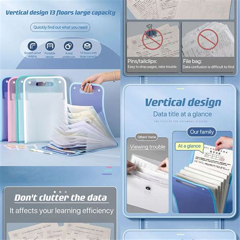 Folder File Organizer Document Storage 13 Layer Test Paper Folder Waterproof Folder Waterproof