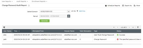 Informes Manageengine Adselfservice Plus