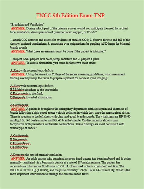 Tncc 9th Edition Exam Tnp 2024 Etsy