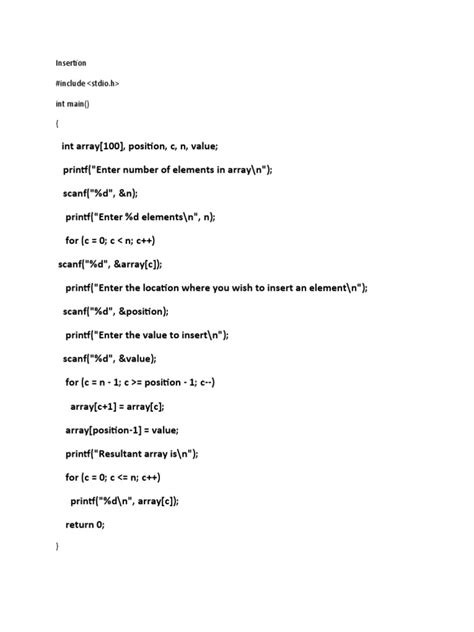 Insertion And Deletion In An Array Pdf Teaching Methods And Materials