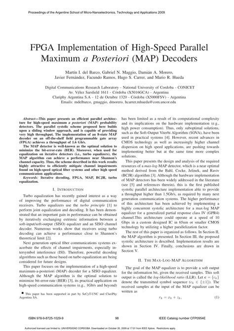 PDF FPGA Implementation Of High Speed Parallel Maximum A Posteriori