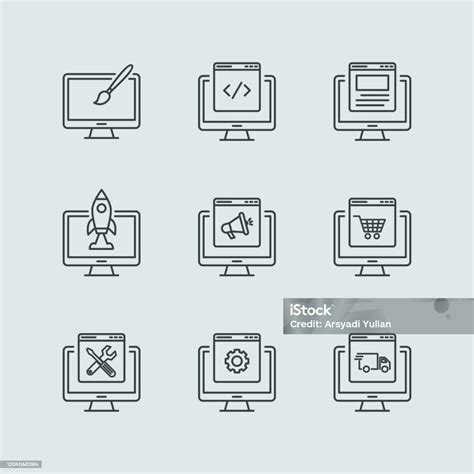 ilustración de iconos de programación de computadoras conjunto