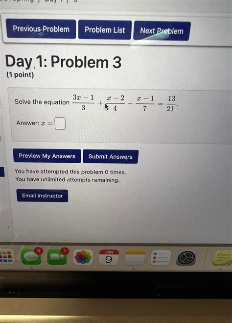 Solved Day 1 Problem 31 ﻿pointsolve The Equation