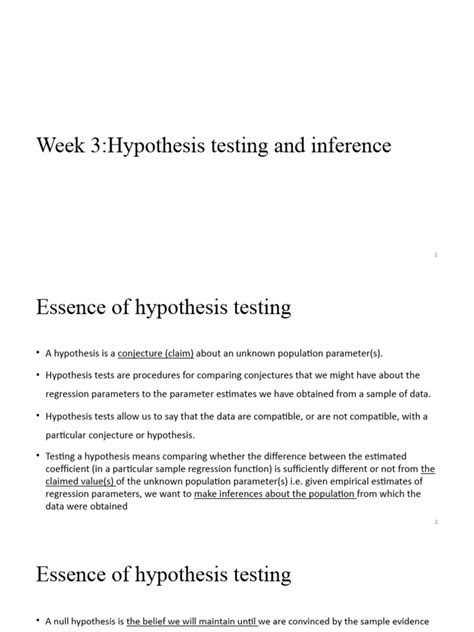 Week 3 Hypothesis Testing And Inference 2024 Pdf Type I And Type