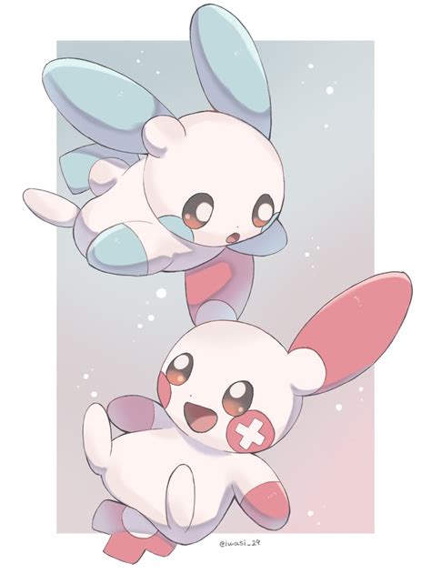 Minun And Plusle Pokemon Drawn By Iwasi29 Danbooru