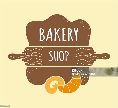 베이커리 가게 글자 텍스트가 있는 빵과 달콤한 페이스트리 주방 요리사 엠블럼 음식 준비 코스 사인 포장 라벨 디자인 손으로 그린 타이포그래피 요소 벡터 낙서 그림 빵집에