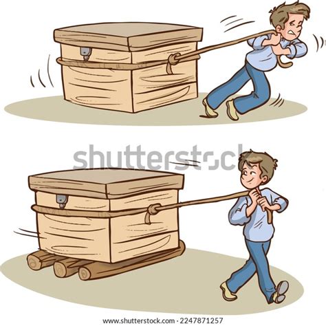 Push Pull Science Lesson Force Motion Stock Vector Royalty Free