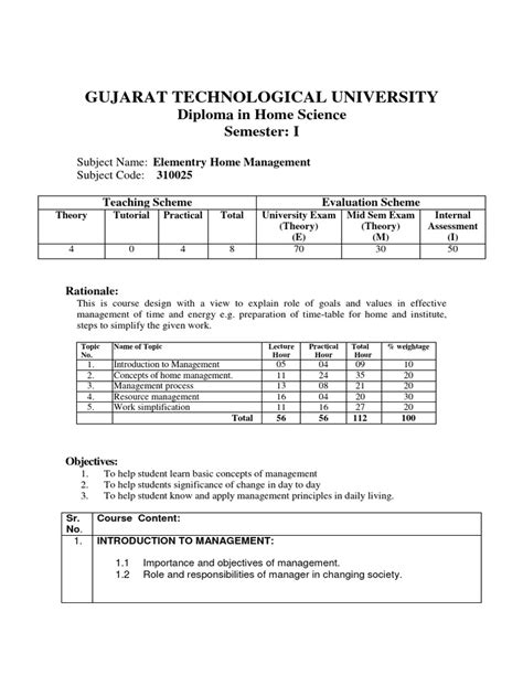 Elementry Home Management Hhj Pdf Theory Concept