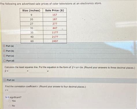 Solved Part C Part D Calculate The Least Squares Line Chegg