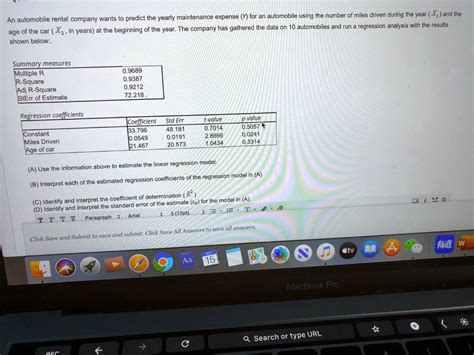 An Automobile Rental Company Wants To Predict The Yearly Maintenance Expense For An Automobile