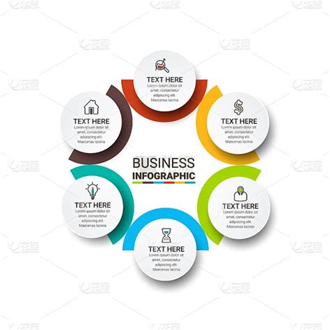 信息图形模板设计与图标和圆圈。抽象的图形元素，带有步骤的图表，数字选项，零件或过程。素材 花瓣网