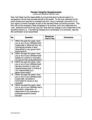 Integrity Questionnaire Fill Online Printable Fillable Blank PdfFiller