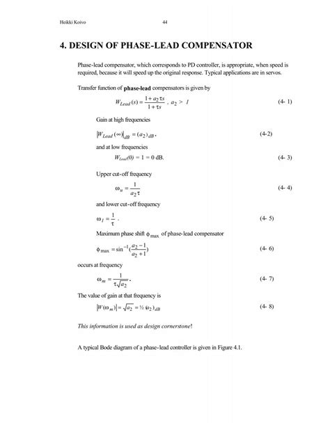 4 Design Of Phase Lead Compensator