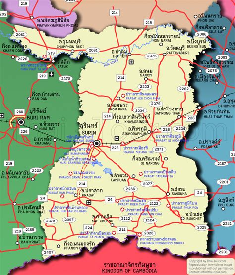 แผนที่ สุรินทร์ ท่องเที่ยว สถานที่ท่องเที่ยว