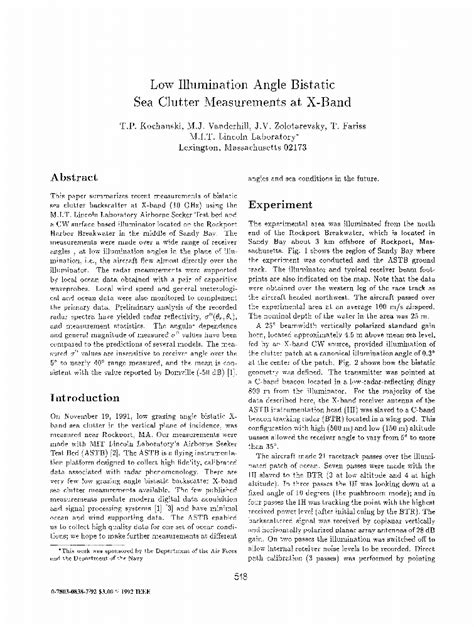 Low Illumination Angle Bistatic Sea Clutter Measurements At X Band