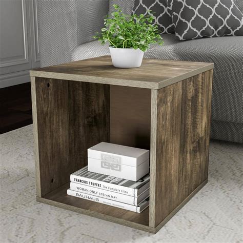 lavish home gray open front modular cube end table hw0200200 the home