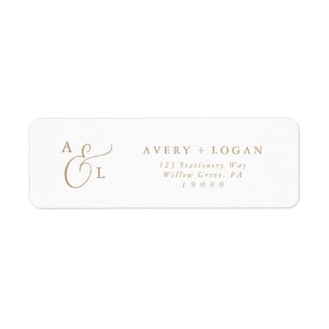 Elegant Gold Script Monogram Return Address Label Zazzle