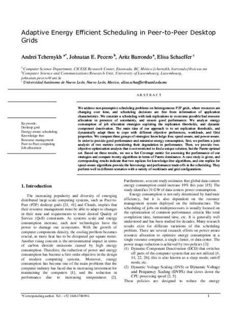 pdf adaptive energy efficient scheduling in peer to peer desktop grids