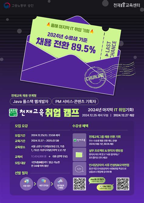 천재it교육센터 에듀테크 Java 풀스택 개발자 10기 모집 요즘것들