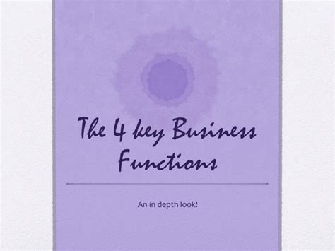 The 4 Key Business Functions