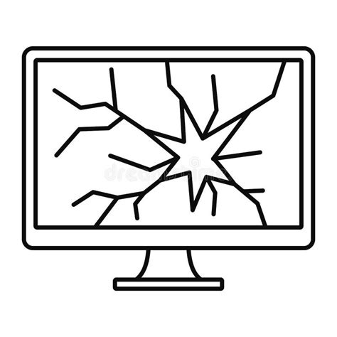 Icono Roto Del Monitor De Computadora Estilo Simple Ilustración del