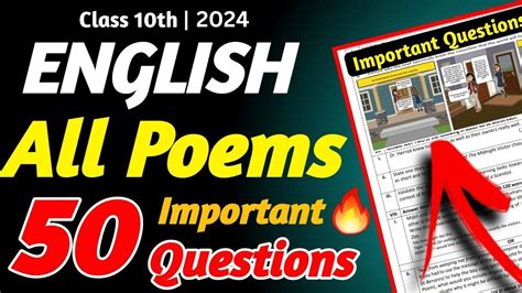 50 Most IMPORTANT Questions of English🔥 Class 10 2024 | English ...