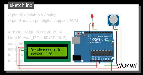Kecerahan Led Wokwi ESP32 STM32 Arduino Simulator