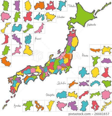 日本地圖縣多彩 插圖素材 26081657 PIXTA圖庫