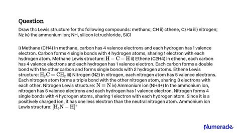 Solved Draw The Lewis Structure For The Following Compounds Methane Ch4 Ethene C2h4
