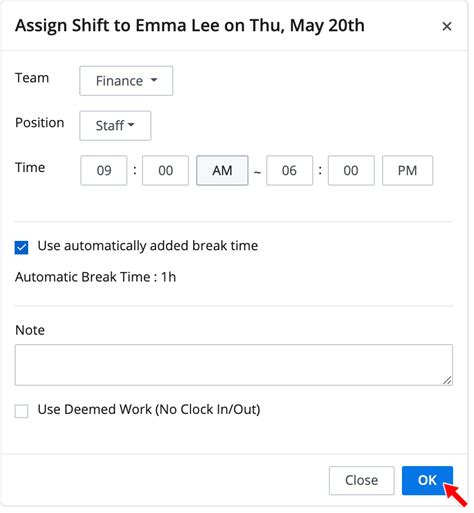 Add Shifts Shiftee