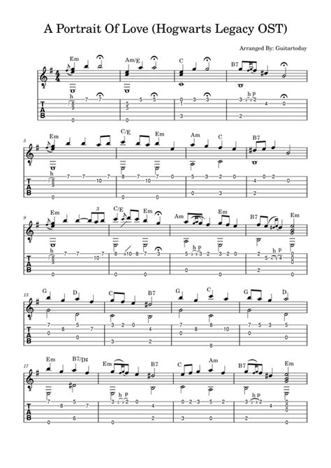 A Portrait Of Love Hogwarts Legacy Ost Fingerstyle Guitar