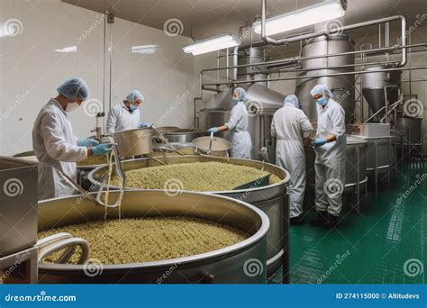 Extraction And Processing Plant With Workers Extracting Essential Oils From Various Herbs Stock